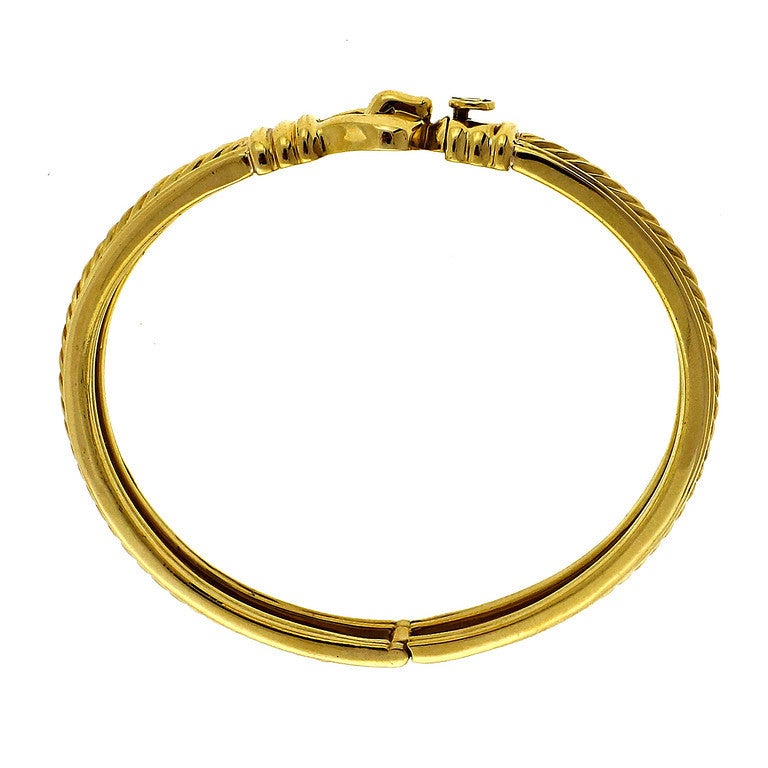 David Yurman Hinged Cable Gold Bangle Bracelet For Sale at 1stDibs ...