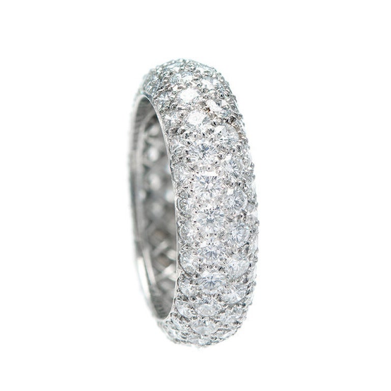 Tiffany and Co. Etoile Four Row Pave Diamond Platinum Ring at 1stDibs