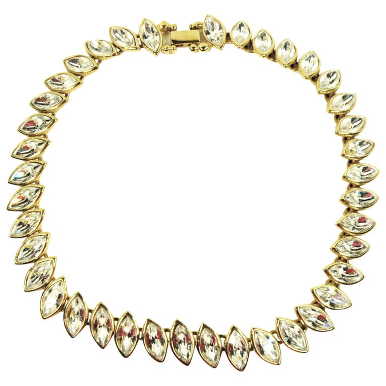 Vintage Napier Striking Bold Bling Crystal Gold Choker Necklace For ...