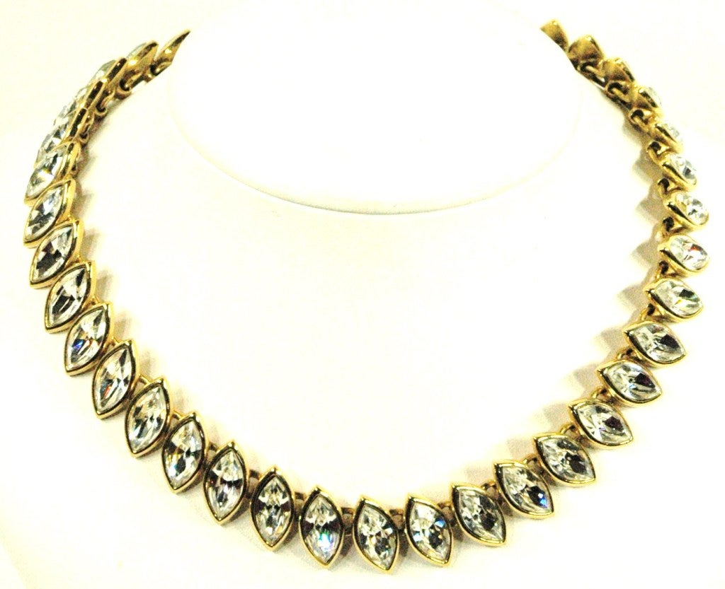 Vintage Napier Striking Bold Bling Crystal Gold Choker Necklace For ...