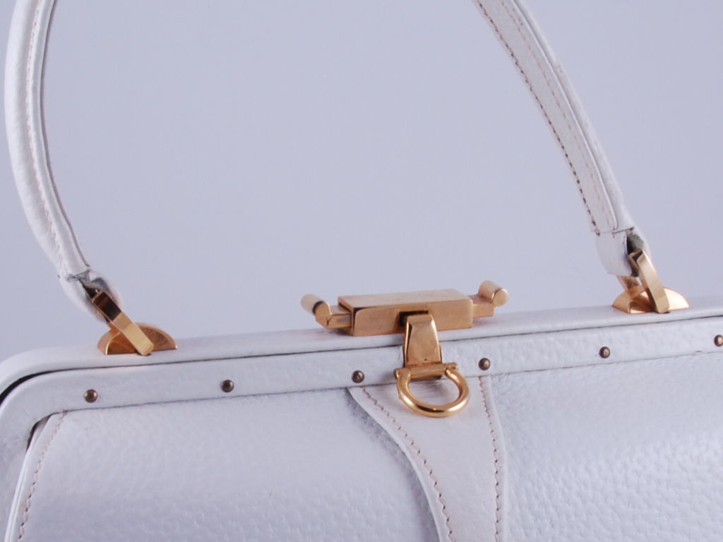Classic White Leather Gucci Hand Bag at 1stDibs
