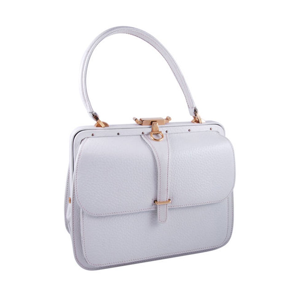 Classic White Leather Gucci Hand Bag at 1stDibs