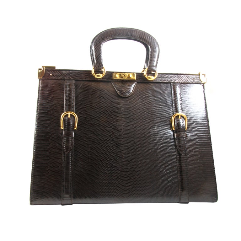Lederer Oversize Brown Lizard Purse/Briefcase at 1stDibs