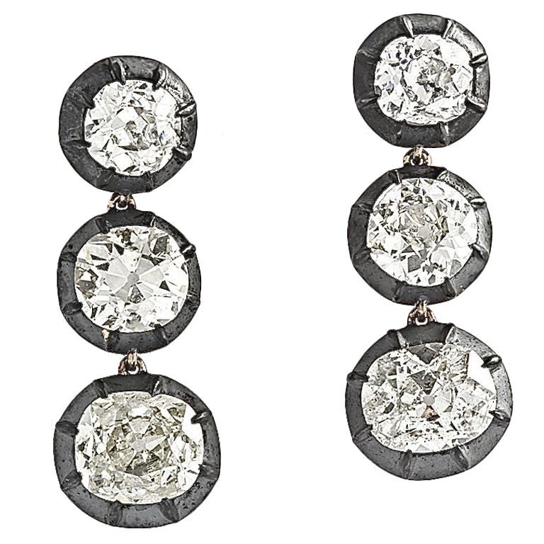 Antique Diamond Drop Earrings at 1stDibs