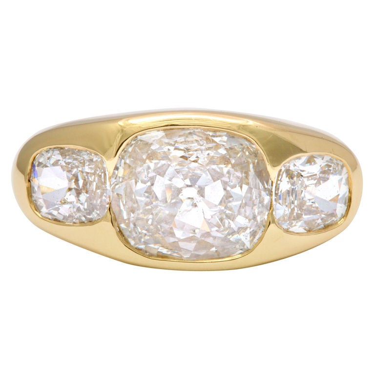 Three Stone Diamond Gypsy Ring at 1stDibs