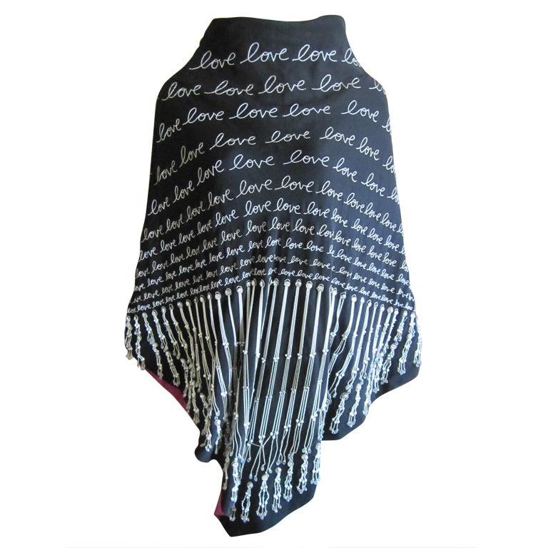 Maria Snyder beaded "Love" silk poncho For Sale at 1stDibs