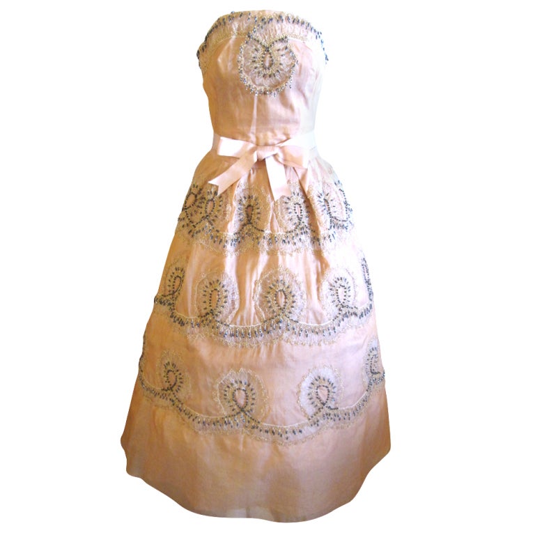 Christian Dior 1954 Haute Couture embelished evening dress at 1stDibs