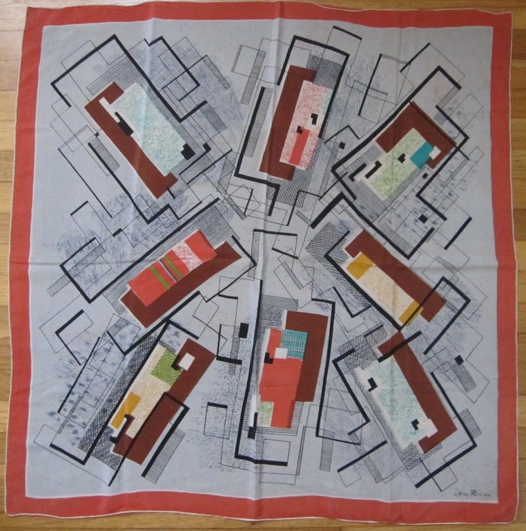 Irene Rice Pereira (1902-1971) 1930's silk scarf at 1stDibs