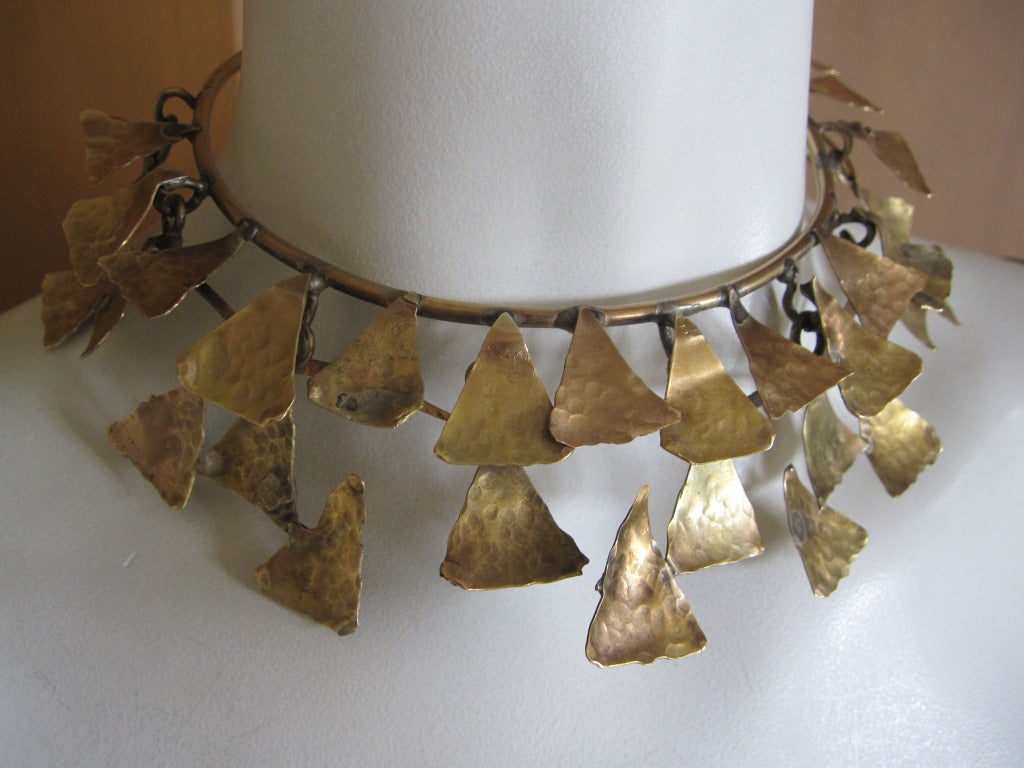 Xavier Gonzalez Modernist Parcel Gilt Choker Necklace at 1stDibs