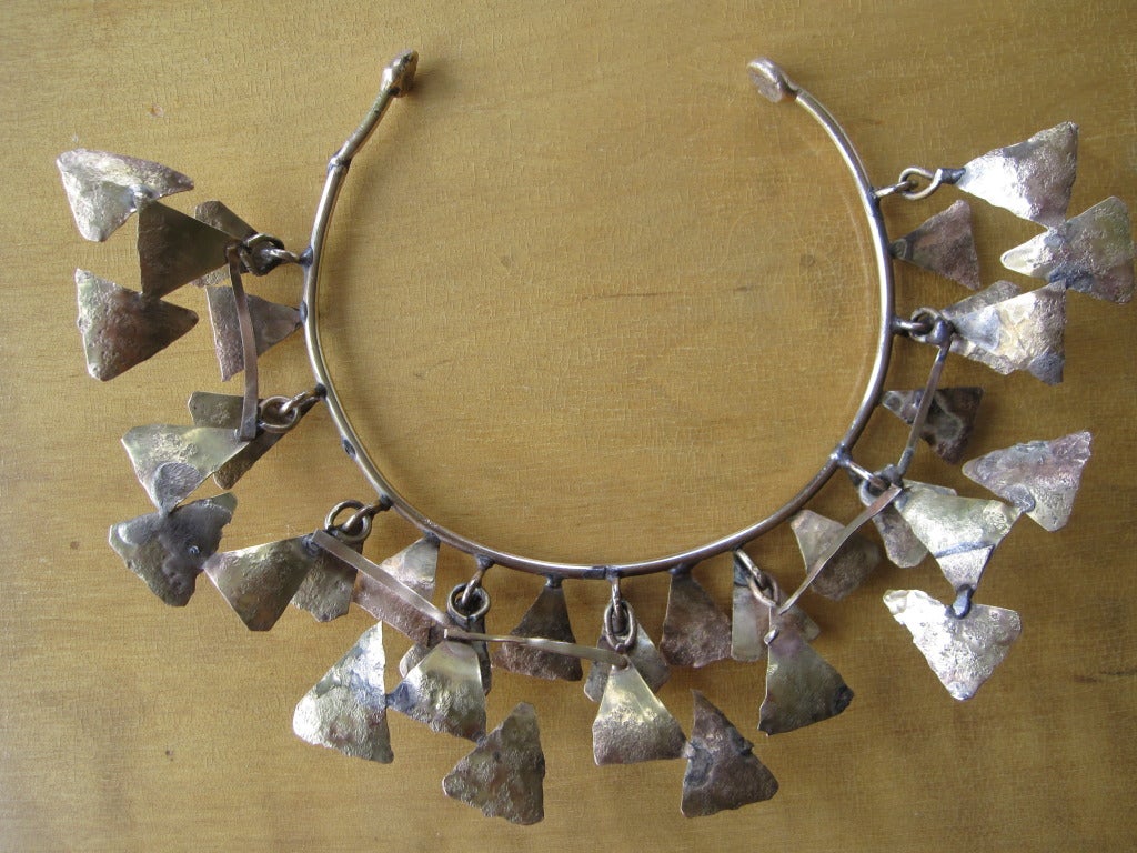 Xavier Gonzalez Modernist Parcel Gilt Choker Necklace at 1stDibs