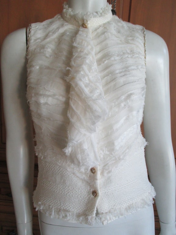 Chanel ivory elaborate embellished silk vest and jacket set at 1stDibs