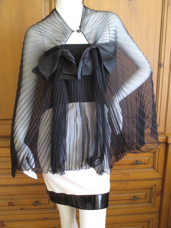Chanel Mod Op Art Mini Dress With Pleated Silk Chiffon Cape at 1stDibs