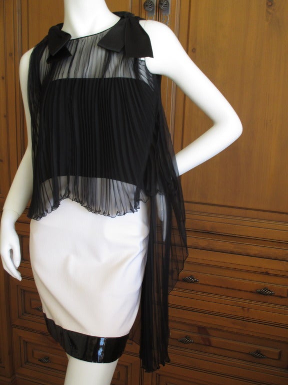 Chanel Mod Op Art Mini Dress With Pleated Silk Chiffon Cape at 1stDibs