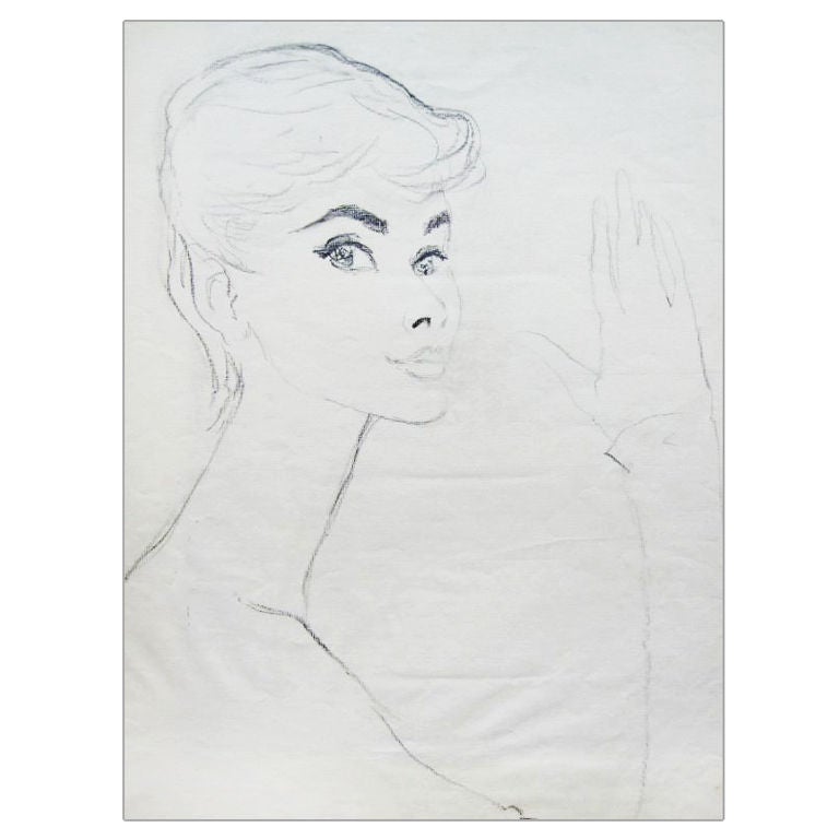 1954 Rene Bouche original Vogue portrait of Audrey Hepburn at 1stDibs