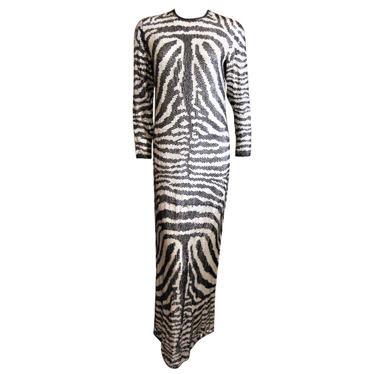 Halston Zebra Dress at 1stDibs