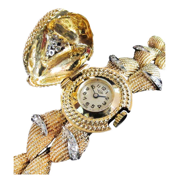 David Webb Gold, Platinum and Diamond watch at 1stDibs