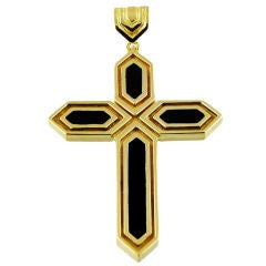 Gold Black Onyx Cross Pendant For Sale at 1stDibs