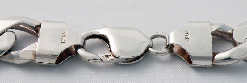 Very Heavy Italian Sterling Silver Link Rope Necklace at 1stDibs