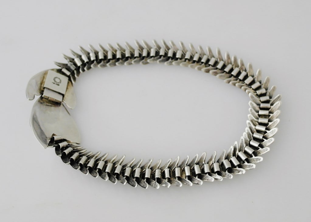 Taxco D. Molina Sterling Silver Skeletal Fish Choker Necklace at 1stDibs