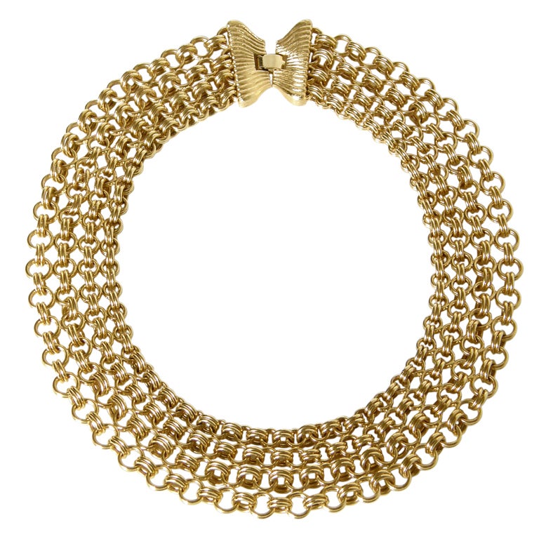 Monet Gold Tone Chain Mail Collar For Sale at 1stdibs