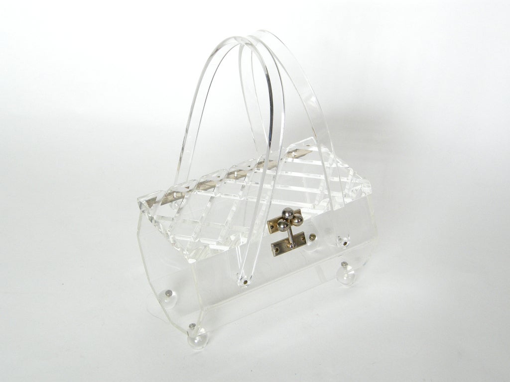 Clear Lucite Box Bag with Carved Lid at 1stDibs | clear box bag