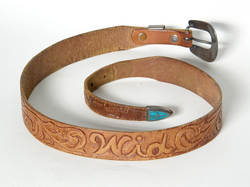 Tooled Leather Ranger Belt at 1stDibs