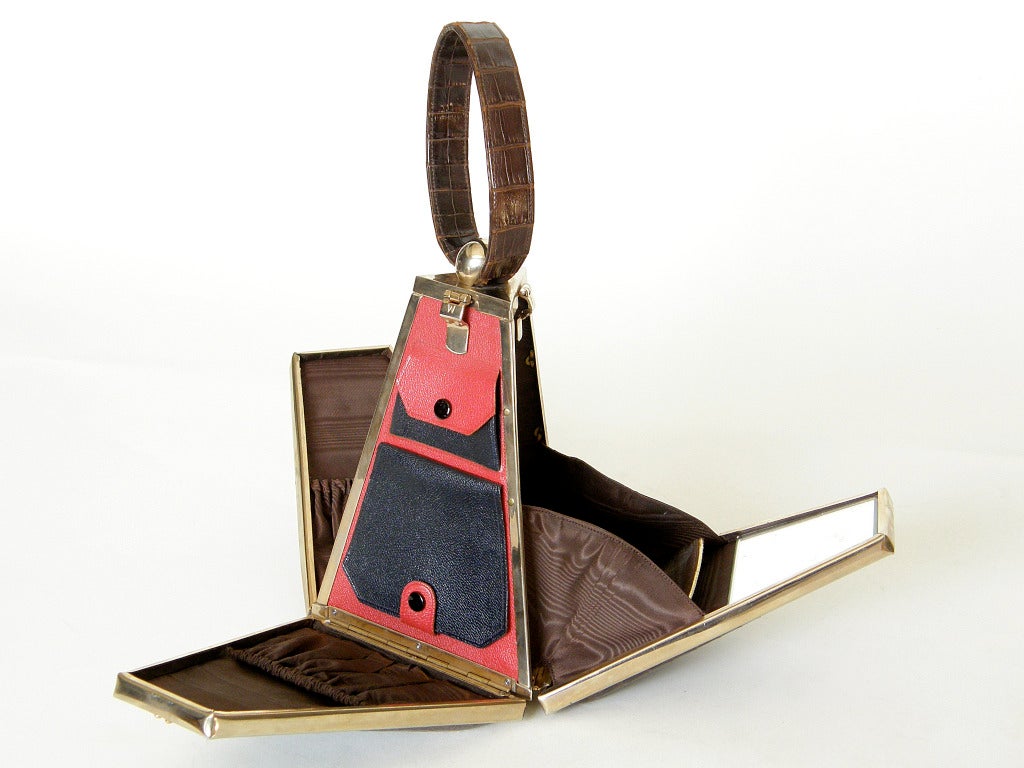 Tyrolean Alligator Pyramid Handbag at 1stDibs | pyramid purse