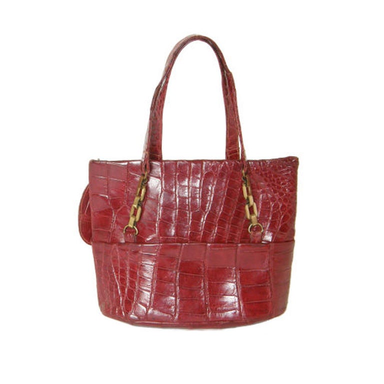 Red Crocodile Handbag at 1stDibs