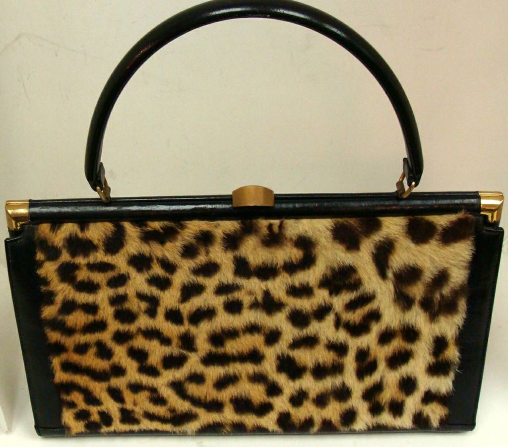 Leopard Print Kelly Style Handbag Large at 1stDibs