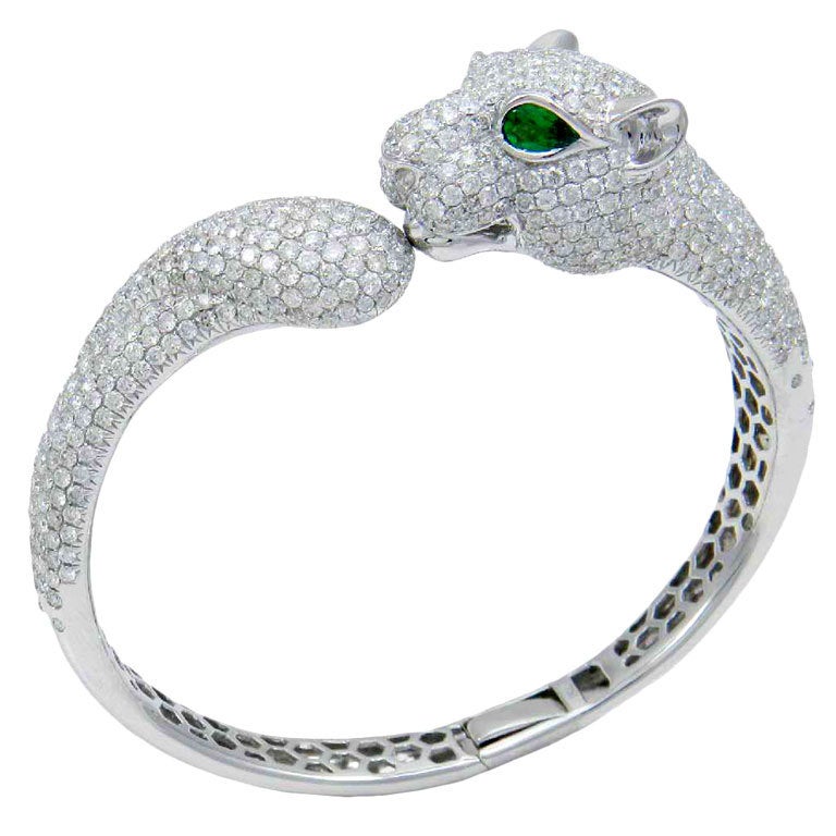 Diamond Panther Bangle bracelet at 1stDibs