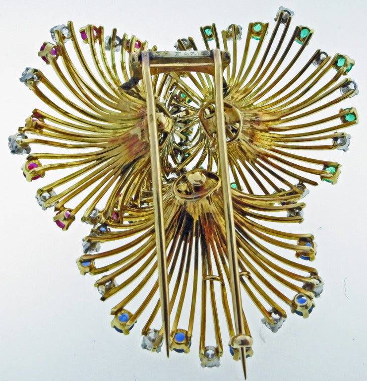 Splendid Gemstone Brooch at 1stDibs
