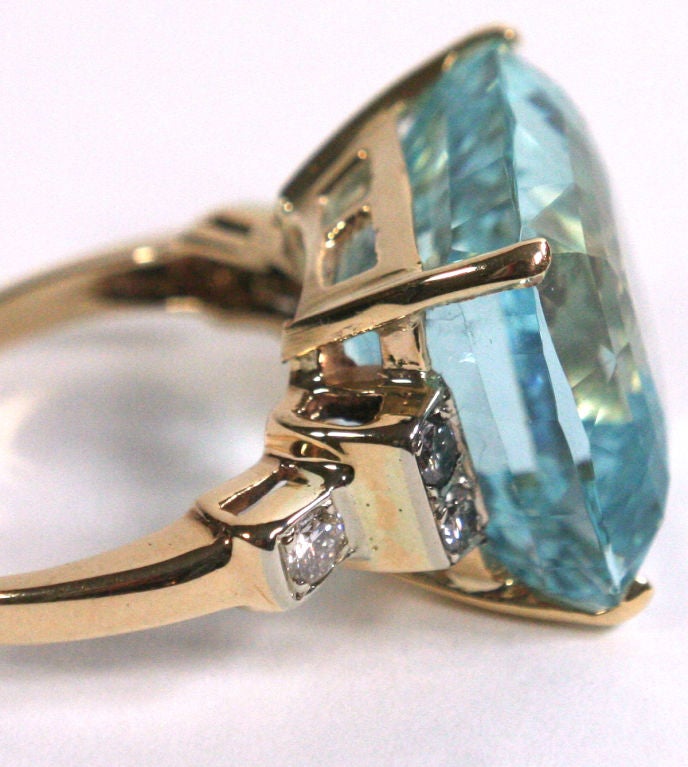 Retro square/Asscher cut aquamarine ring at 1stDibs