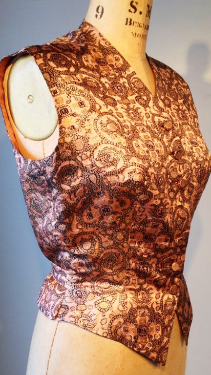 IRENE Brocade Waistcoat 1950s at 1stDibs