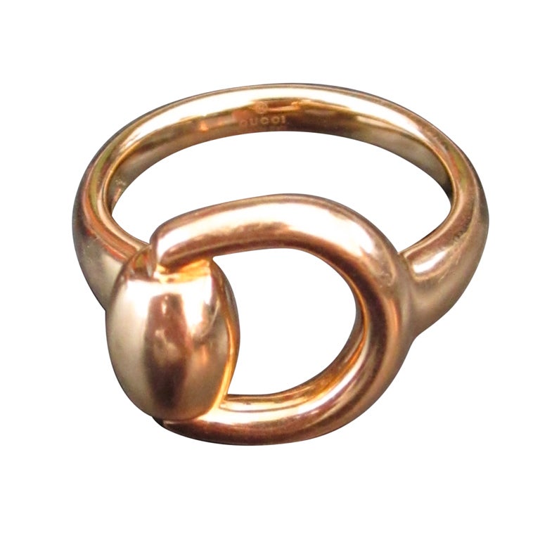GUCCI Classic Snaffle Bit Gold Ring at 1stDibs