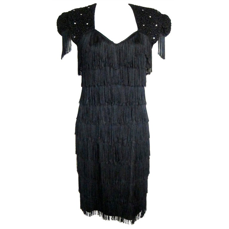 Vintage Flapper Style Mod Shaker Dress -Rhinestone Shoulders For Sale ...
