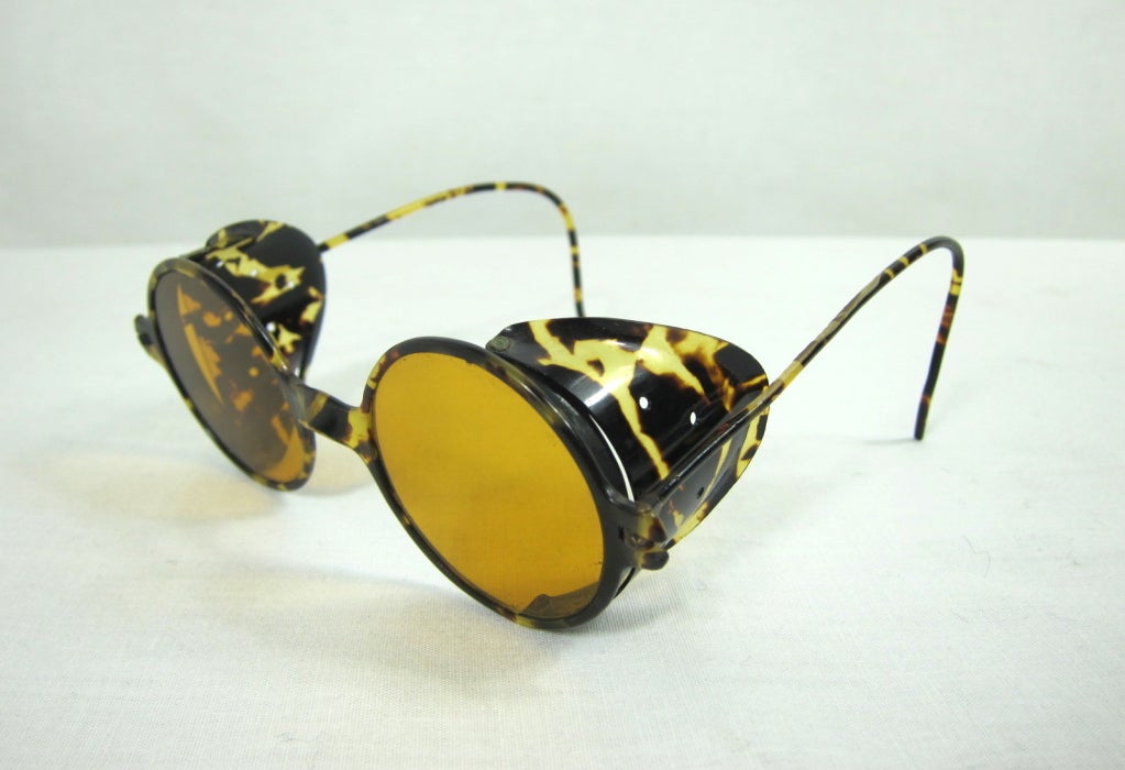 1920s TORTOISE SHELL FOLDING GOGGLE SUNGLASSES-Rare! For Sale at ...