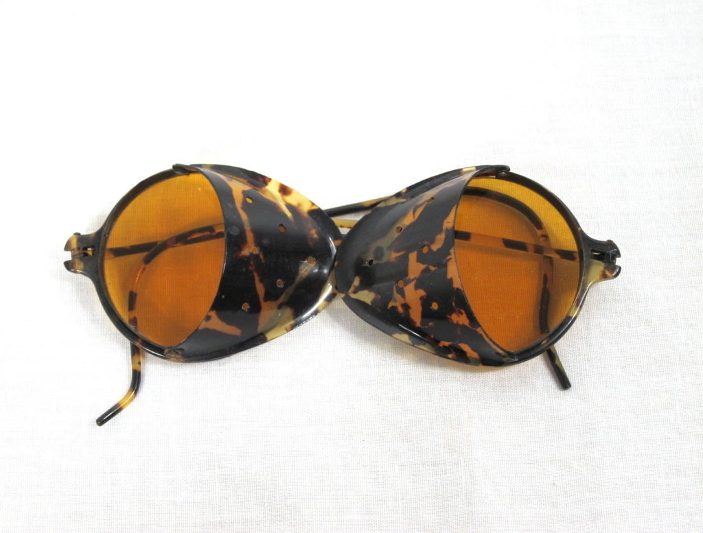 1920s TORTOISE SHELL FOLDING GOGGLE SUNGLASSES-Rare! For Sale at ...