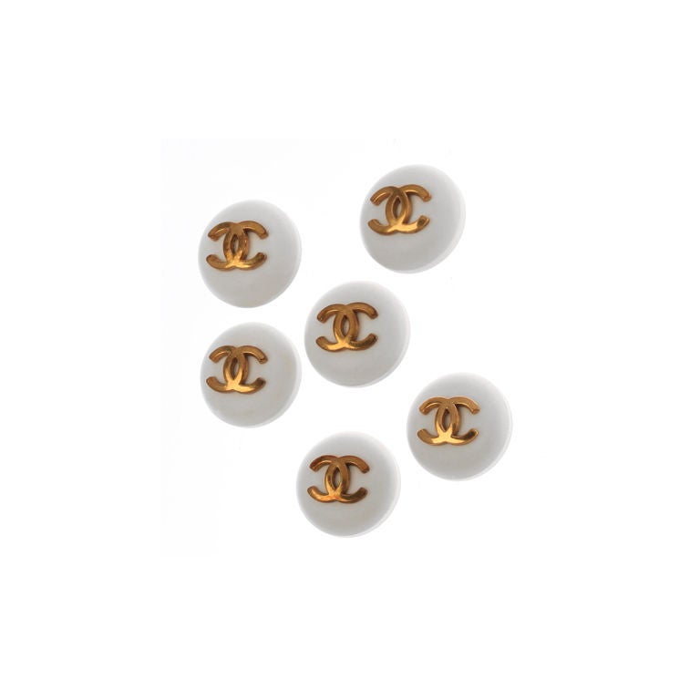 Six White Chanel Buttons at 1stdibs