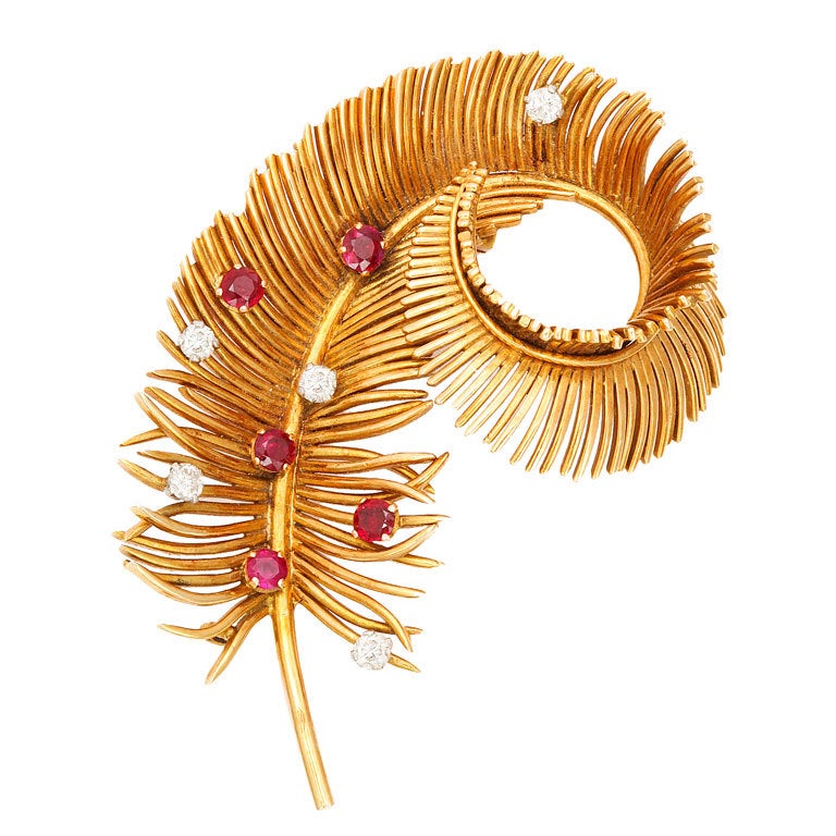 BOUCHERON Feather Brooch at 1stDibs