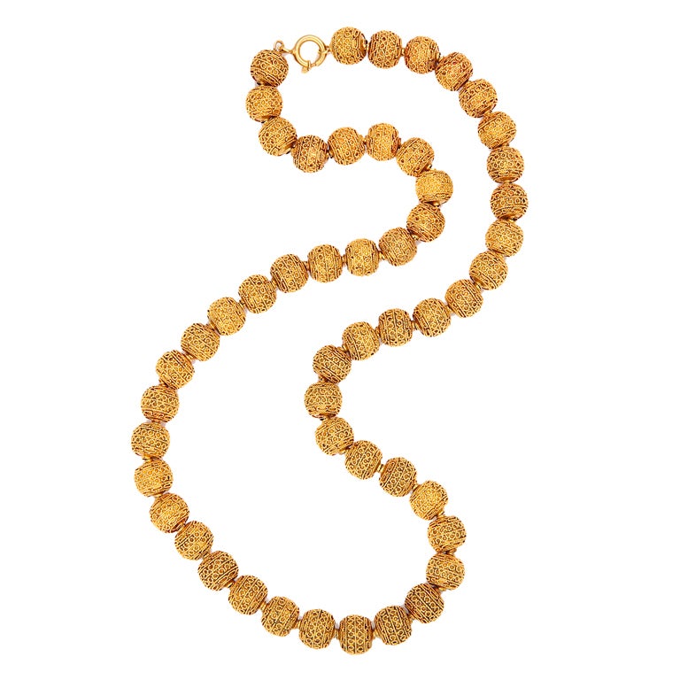 Victorian Granulated Gold Bead Necklace at 1stDibs