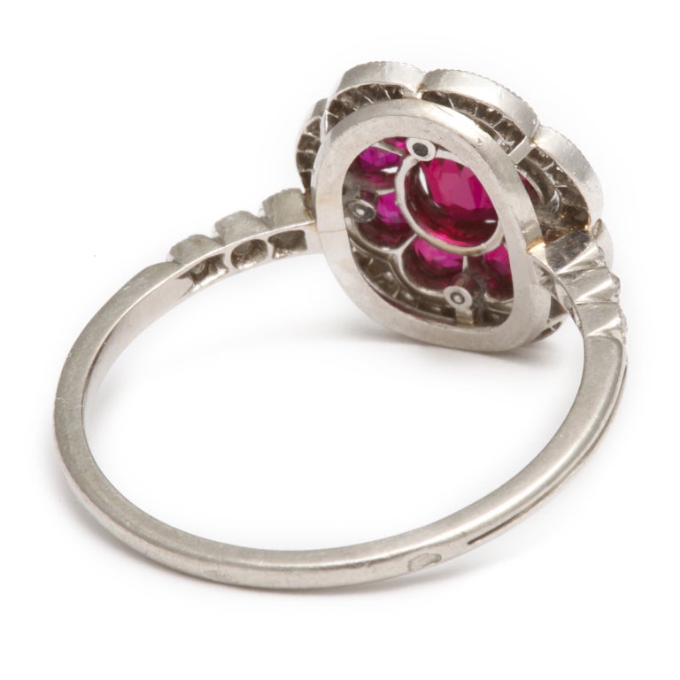 Antique Ruby Flower Ring For Sale at 1stDibs