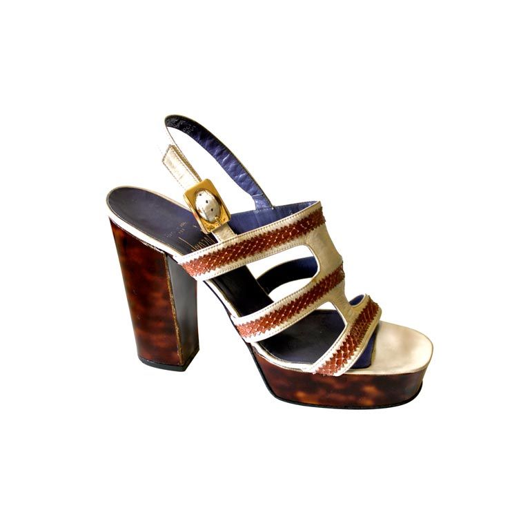1970's tortoise lucite platforms with snakeskin detail 8.5 at 1stDibs