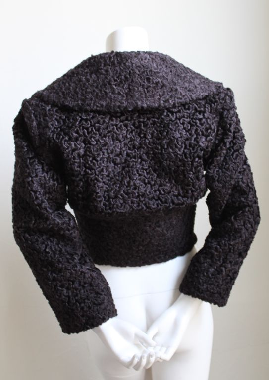 AZZEDINE ALAIA dark brown 'Astrakhan' fur jacket at 1stDibs | alaia fur ...