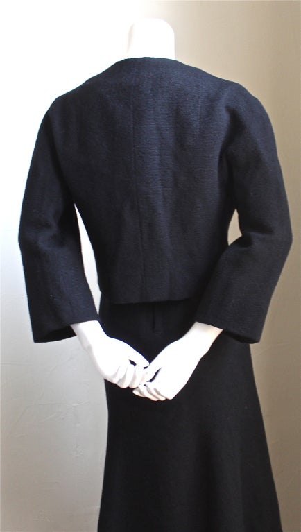 JACQUES HEIM haute couture black wool jacket and dress at 1stDibs