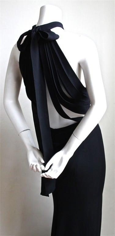 YVES SAINT LAURENT edition soir black silk evening gown with unique ...