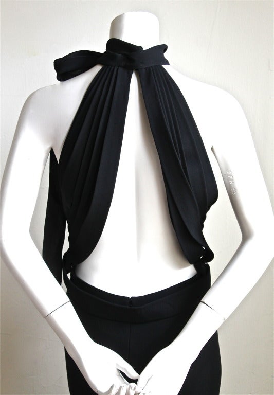 YVES SAINT LAURENT edition soir black silk evening gown with unique ...