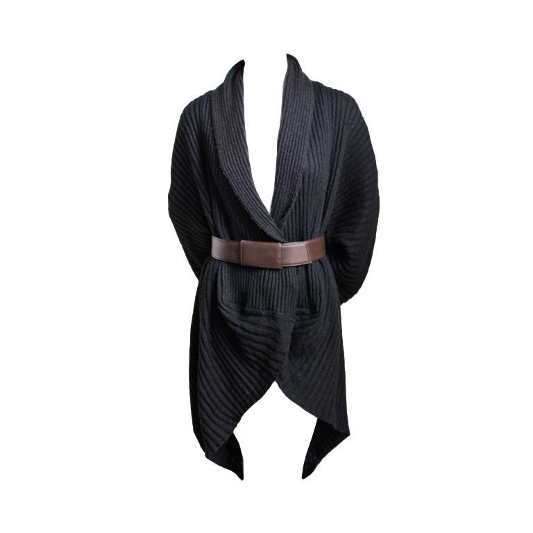 early 1980's ISSEY MIYAKE black cocoon sweater coat at 1stDibs