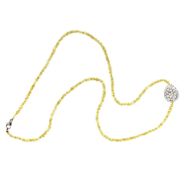 Yellow Sapphire Splinter Bead DIamond Necklace at 1stDibs