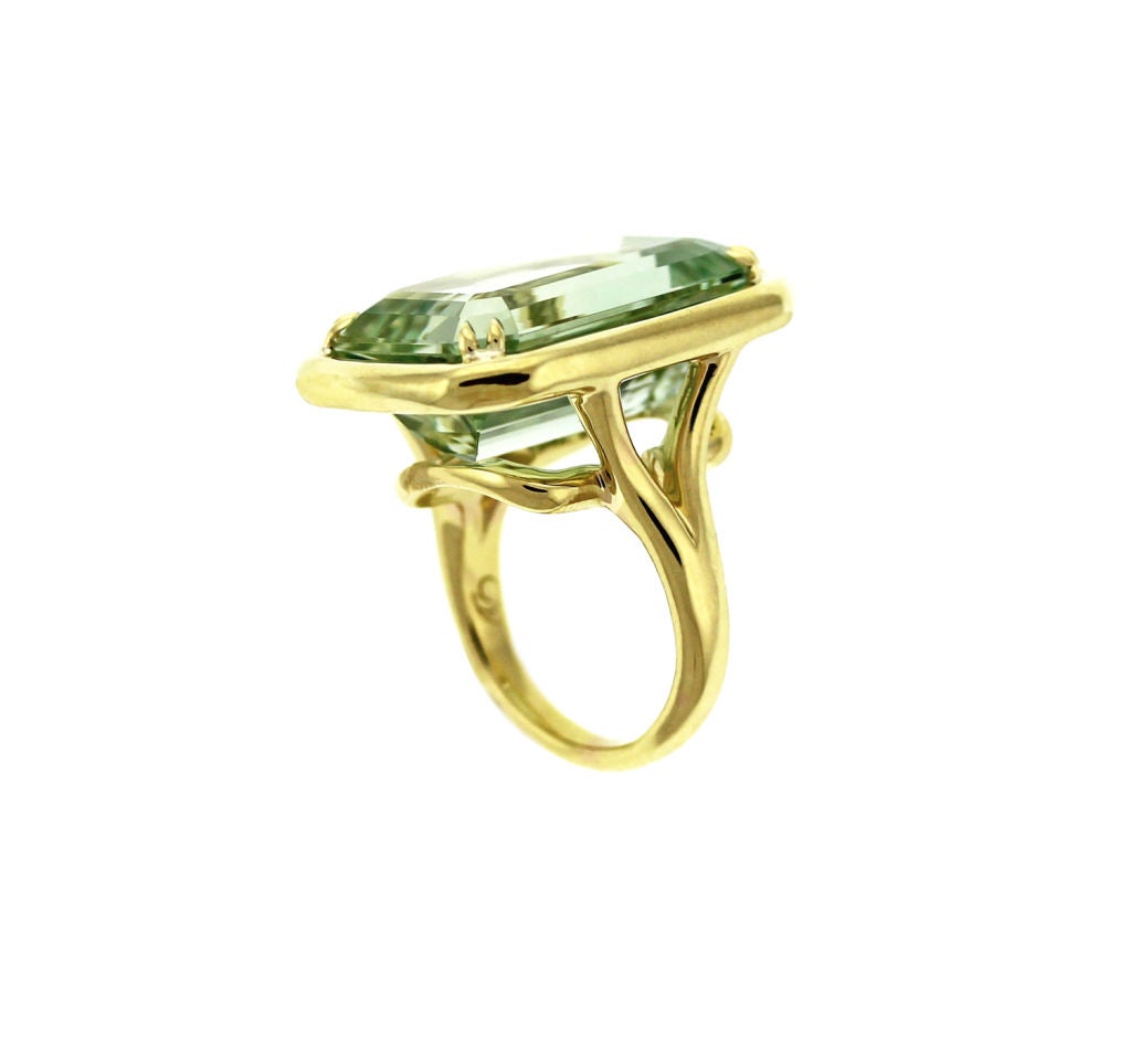 Exceptional Green Beryl Cocktail Ring at 1stDibs