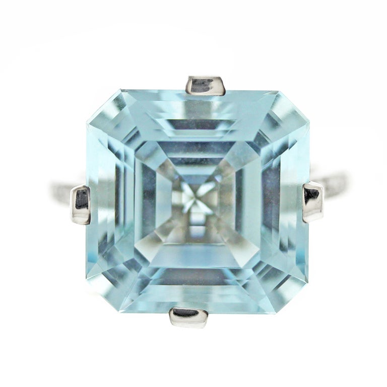 DONNA VOCK Asscher Cut Aquamarine Diamond Ring For Sale at 1stDibs ...
